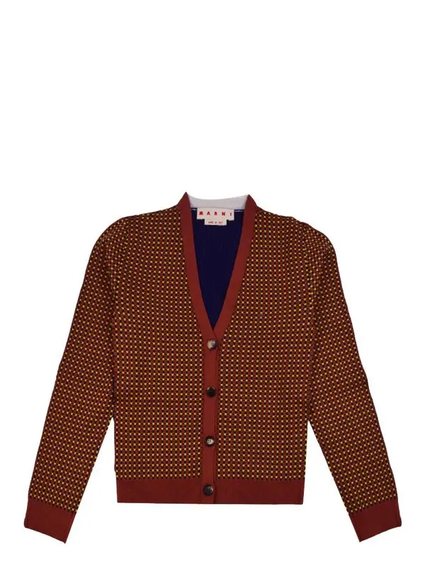 Marni Graphic-printed V-neck Buttoned Cardigan - Brown