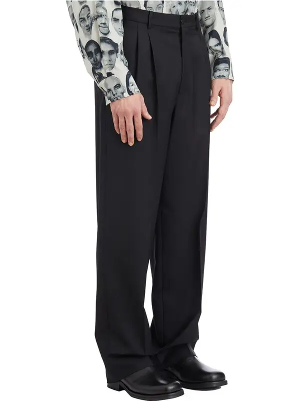 MAGLIANO Double Pleat Straight Leg Trousers - Black