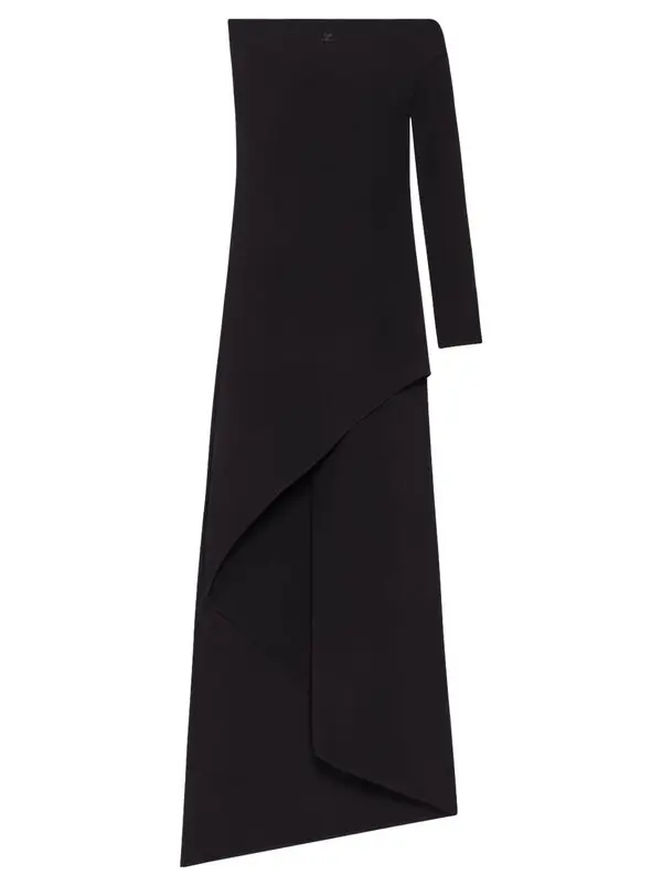 COURREGES Courrèges Asymmetric One-sleeve Jersey Maxi Dress - Black
