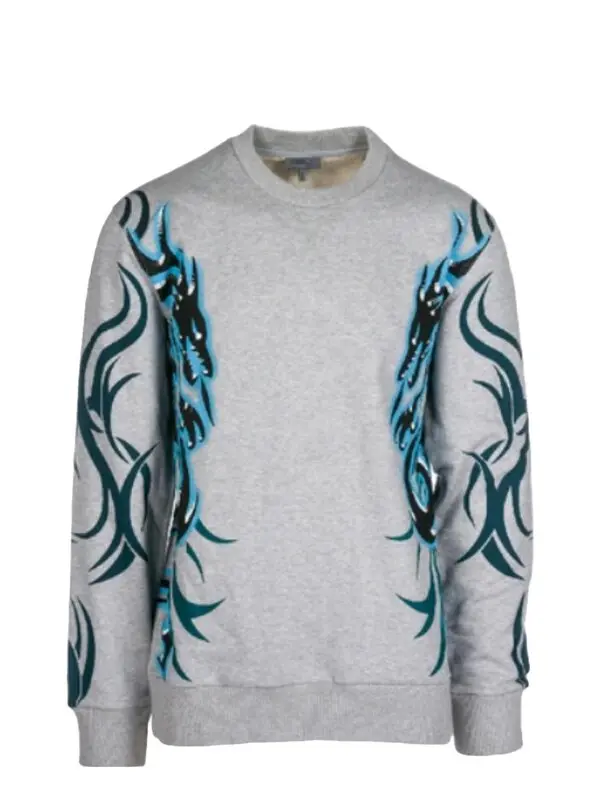 LANVIN Printed Long Sleeve Crewneck Sweatshirt - Gray