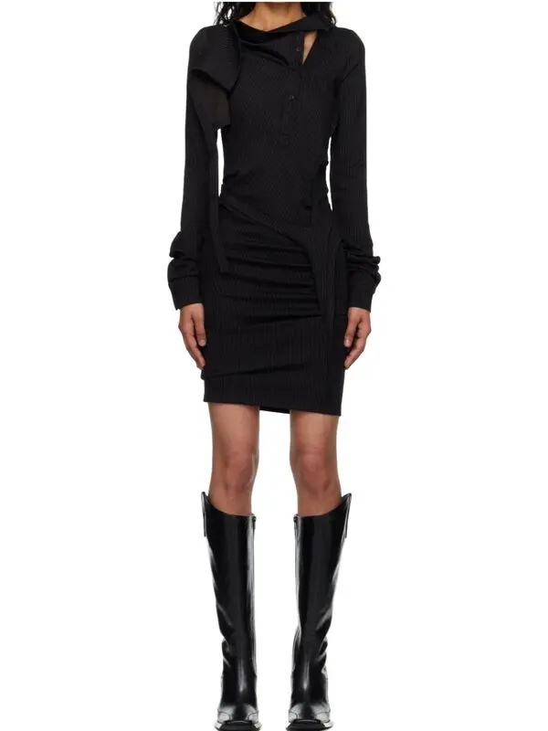 Ottolinger Ada Pinstripe Mini Dress - Black