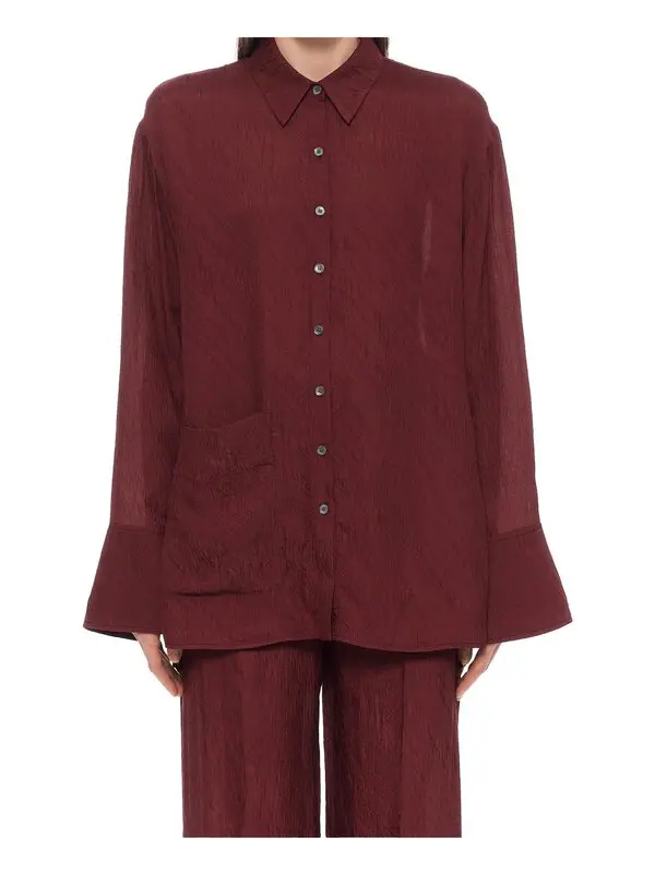 LANVIN Textured Silk And Viscose Shirt - Red