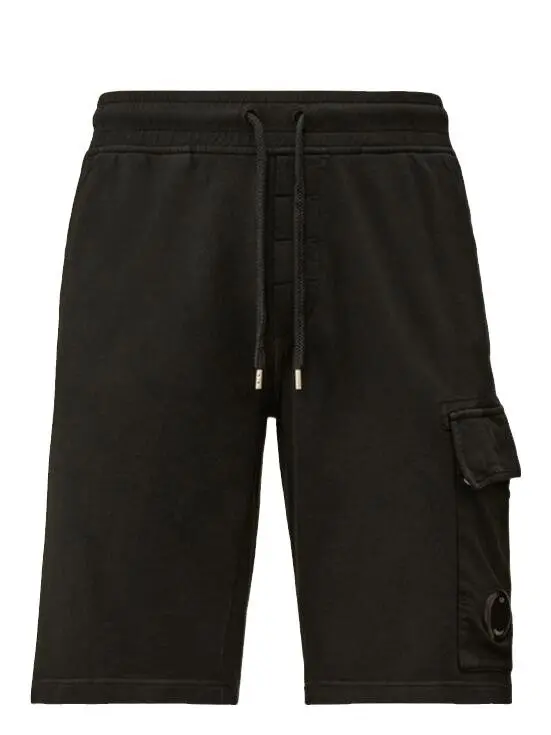 C.P. COMPANY Cargo Fleece Shorts With Lens Detail - Black