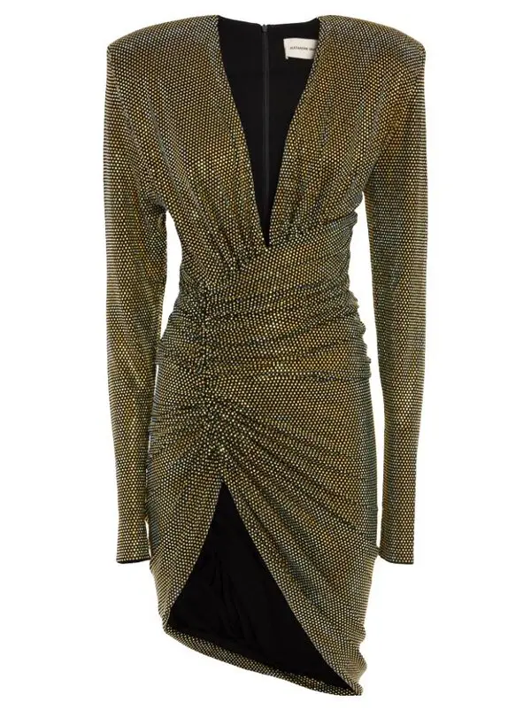 Alexandre Vauthier Embellished Asymmetrical V-neck Dress - Green