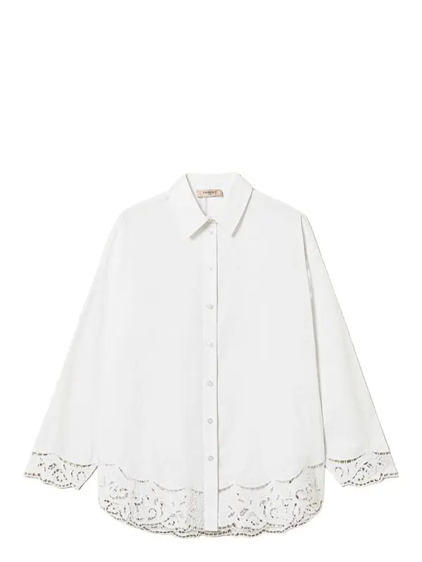 TWINSET Broderie Trim Shirt - White