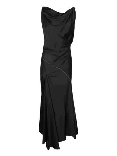 Victoria Beckham Asymmetrical V-back Maxi Dress - Black