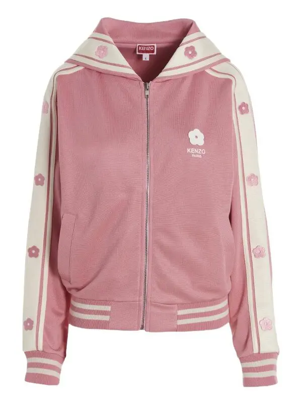 Kenzo Logo Embroidered Zip-up Sweatshirt - Pink