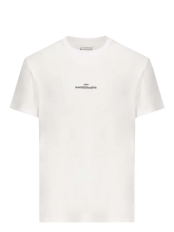 MAISON MARGIELA Logo Embroidered Crewneck T-shirt - White