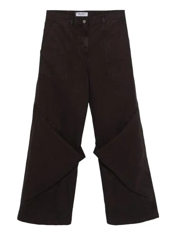 Attico Panelled Wide Leg Trousers - Brown