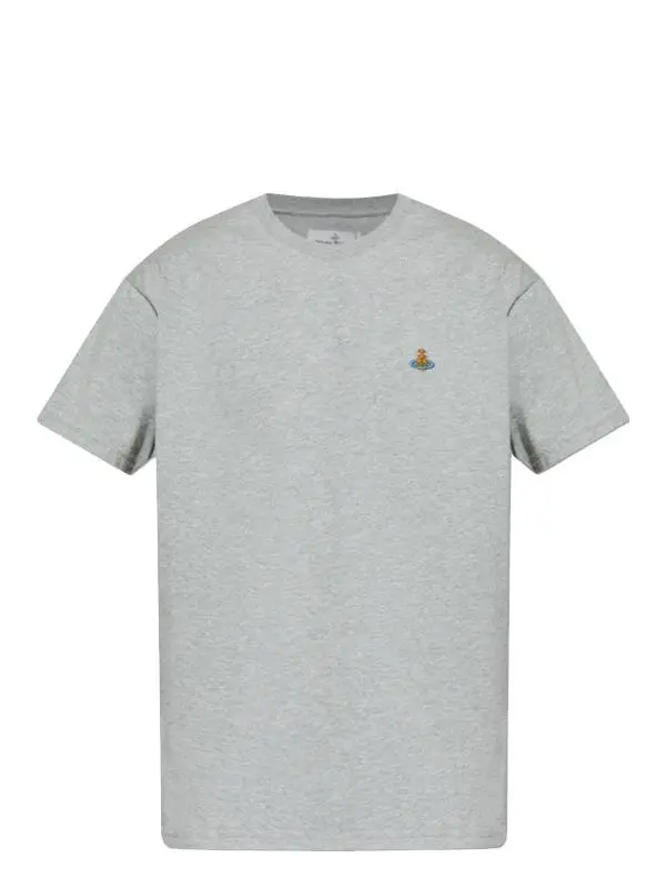 VIVIENNE WESTWOOD Logo Embroidered Crewneck T-shirt - Grey