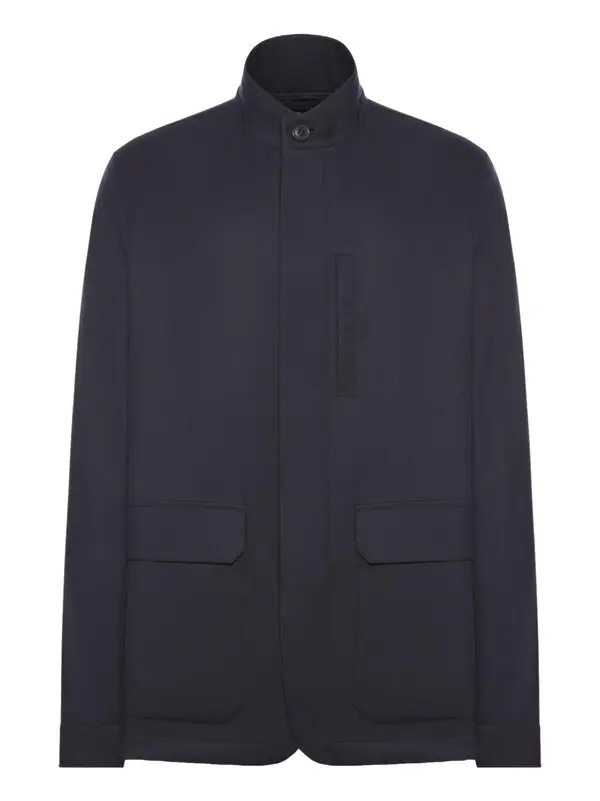 Zegna Water-repellent Jacket With Button Closure - Navy