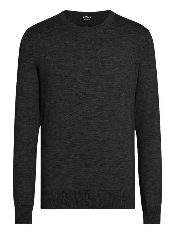Zegna Crew Neck Cashmere And Silk Blend Jumper - Black