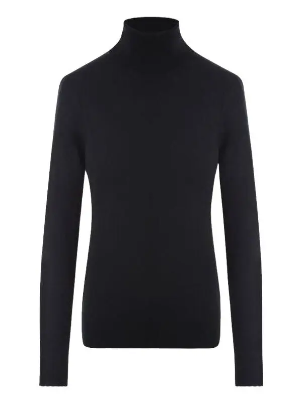 Chloé High Neck Long Sleeve Wool Pullover - Black