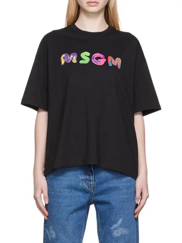 MSGM Logo-print Round-neck T-shirt - Black
