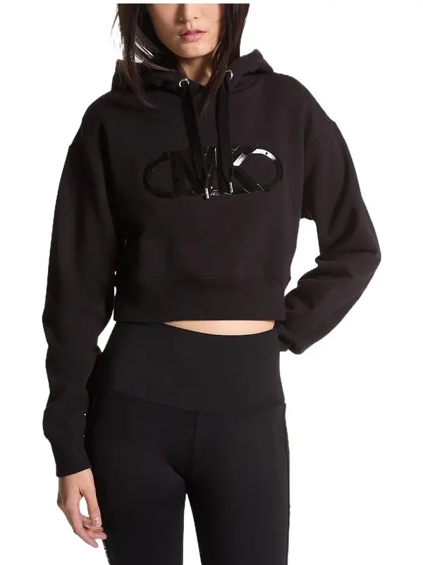 Michael Kors Cropped Empire Hoodie - Black