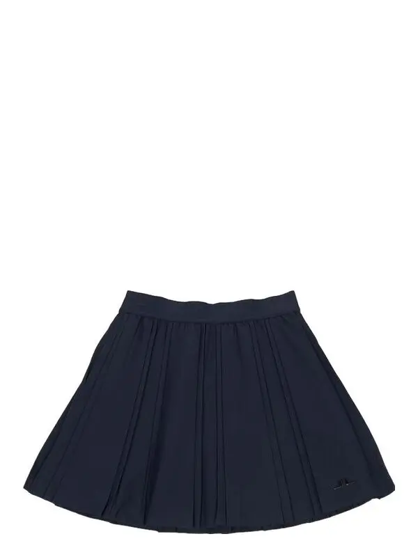 J. Lindeberg Pleated Midi Skirt With Elastic Waistband And Side Slits - Navy Blue