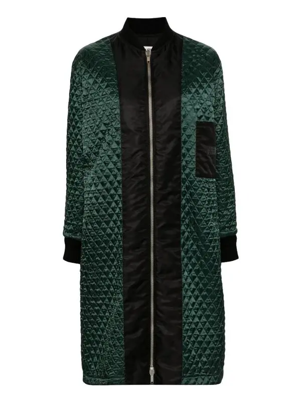 MAISON MARGIELA Quilted Zip-up Coat - Black/green