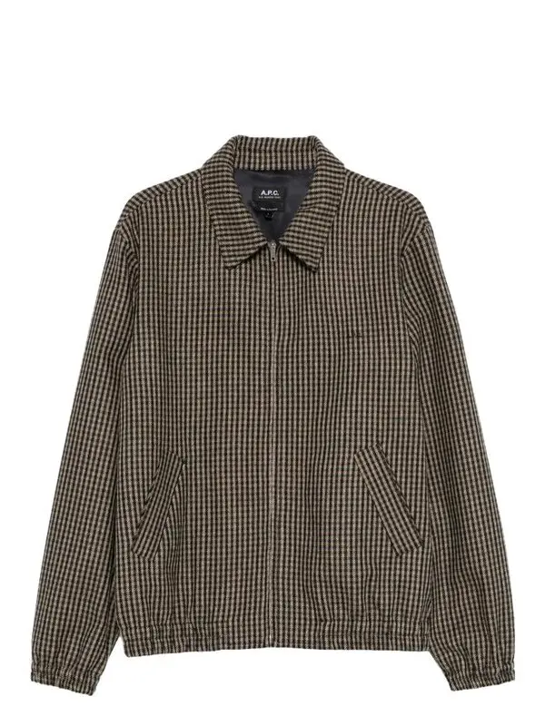 A.p.c. Gingham Check Zip-up Jacket - Sand Beige