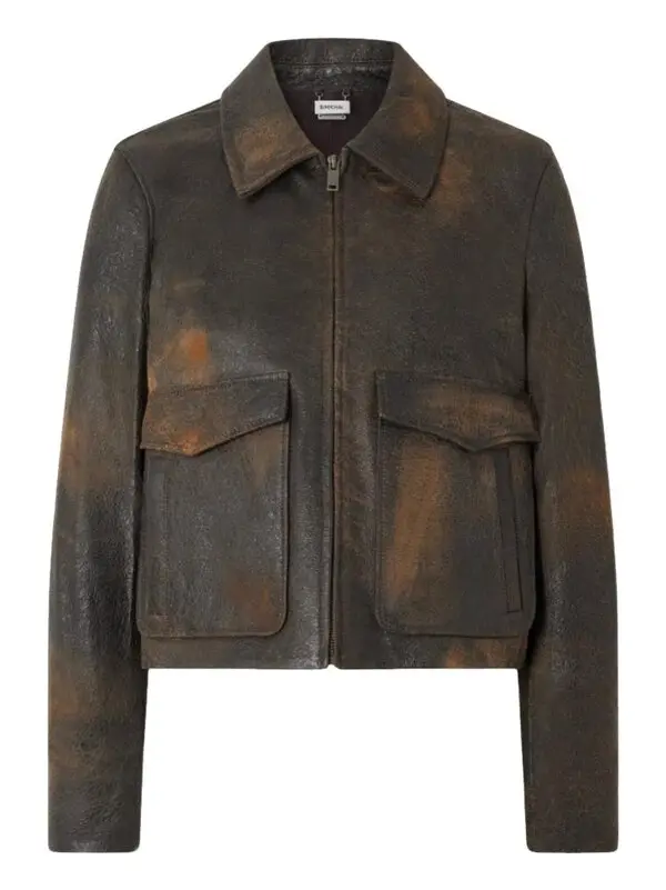 Simkhai Textured Leather Jacket - Brown-dark Brown
