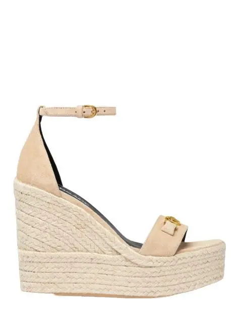 Versace Medusa '95 Round-toe Platform Wedge Sandals - Beige