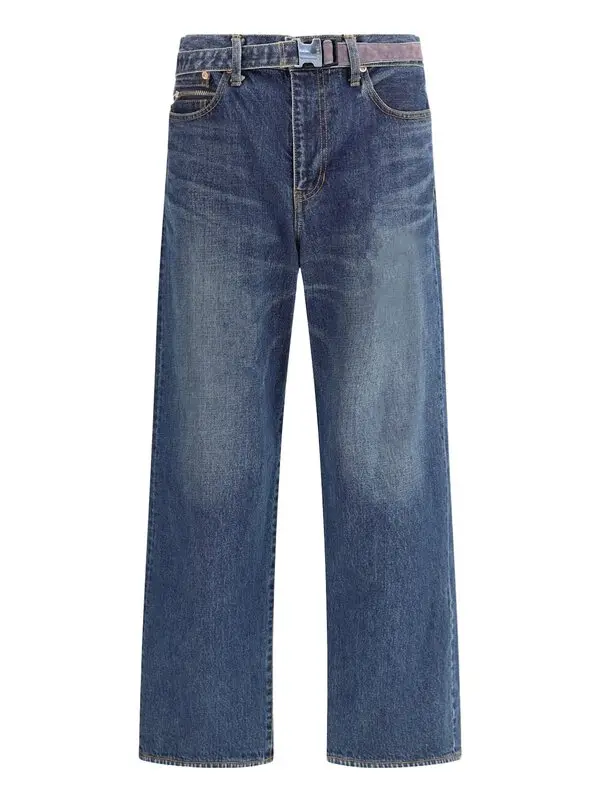 Sacai Belted Zip-pocket Jeans - Blue
