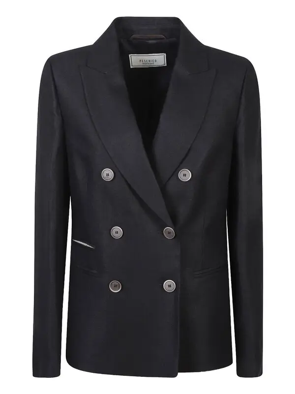 Peserico Double-breasted Tailored Jacket - Black