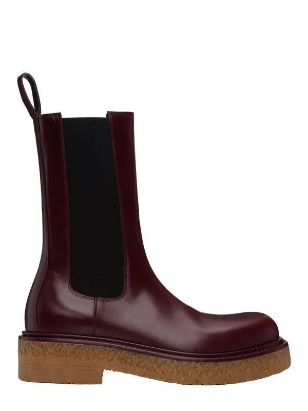Bottega Veneta Burgundy Haddock Chelsea Boots - Black