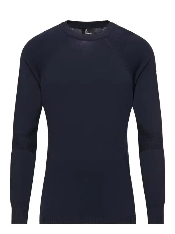 Moncler Ribbed Crew Neck Knitted Sweater - Midnight Blue