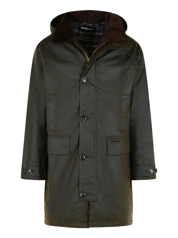 Barbour Waxed Cotton Parka With Drawstring Hood - Black