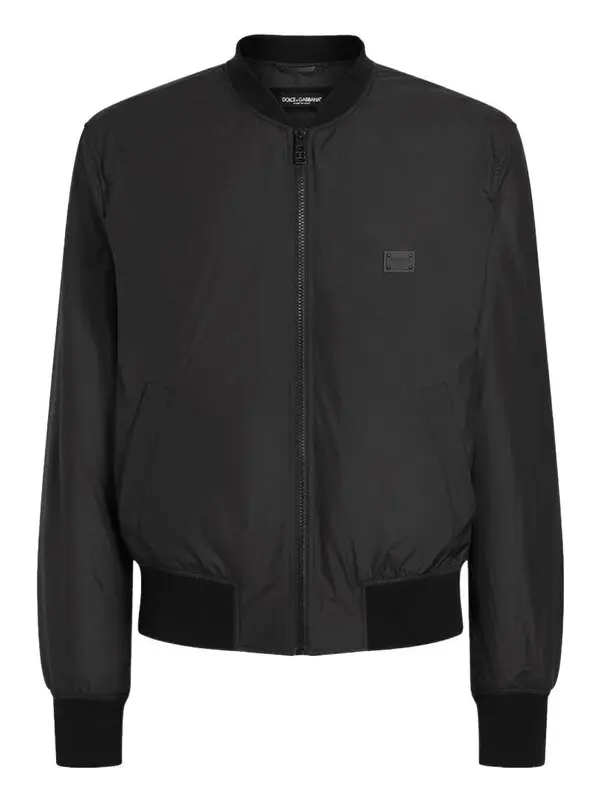 Dolce & Gabbana Logo Tag Zipped Bomber Jacket - Black