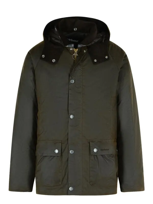 Barbour Waxed Cotton Jacket With Drawstring Hood - Black