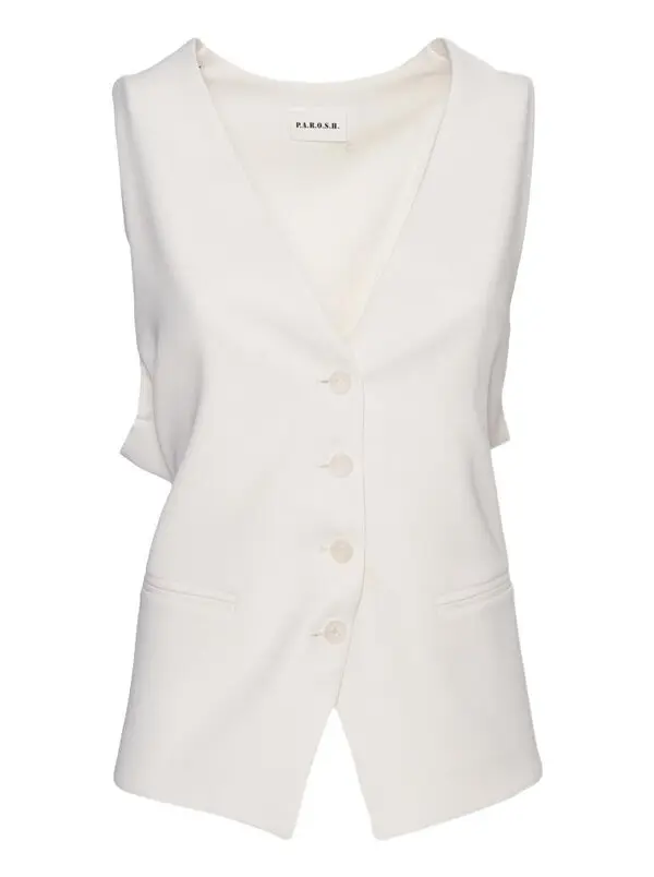 P.a.r.o.s.h Rear Belted Buttoned Vest - White