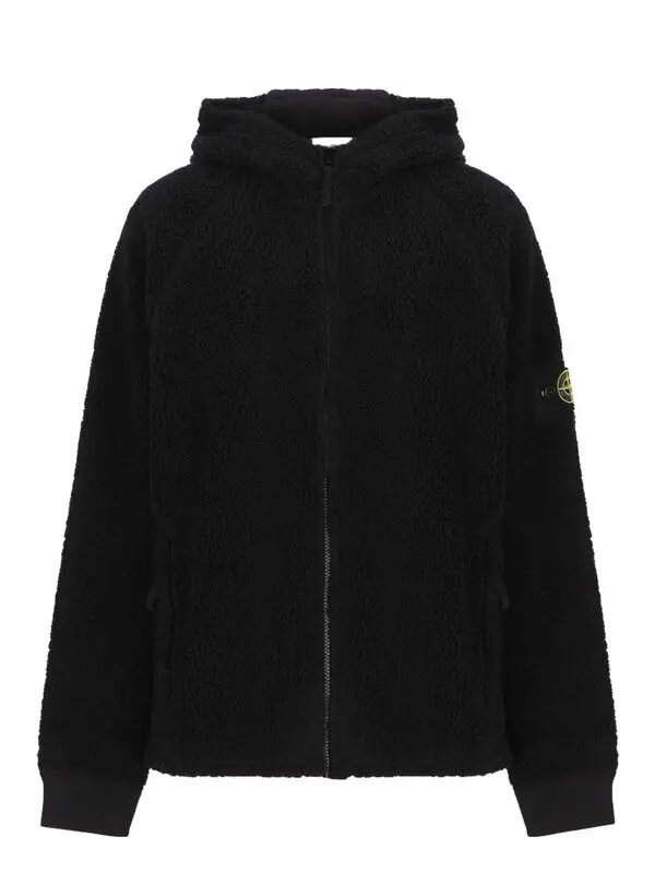 Stone Island Logo Patch Hooded Jacket - Black