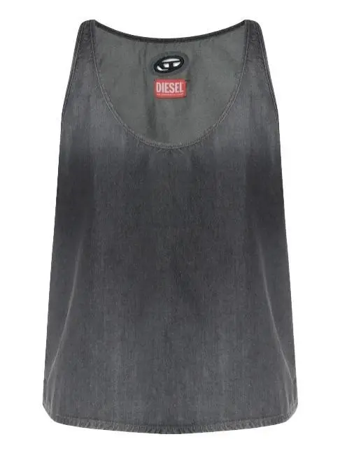 DIESEL® Cropped Scoop Neck T-shirt - Black