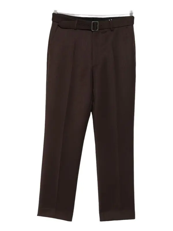 MAISON MARGIELA Belted Pressed Crease Tailored Trousers - Brown