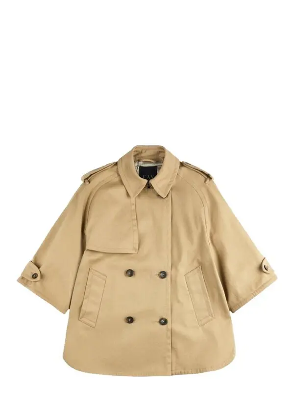 FAY Short Double-breasted Jacket With Embroidered Logo - Nude