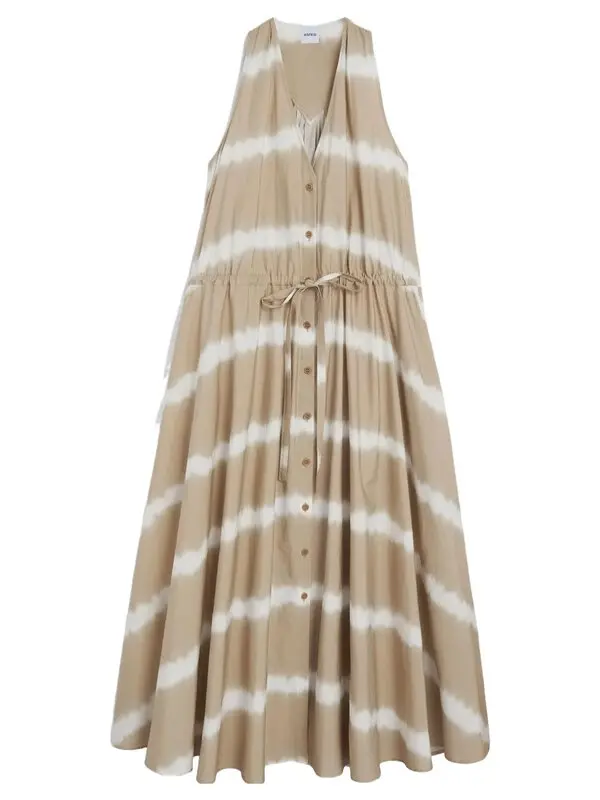 Aspesi Tie-dye Printed V-neck Poplin Dress - Nude