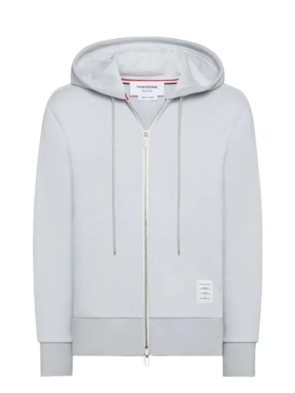 Thom Browne Zip-up Hoodie With Signature Stripes - White