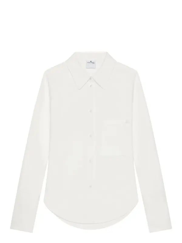 COURREGES Cotton Poplin Button-up Shirt With Embroidered Logo - White