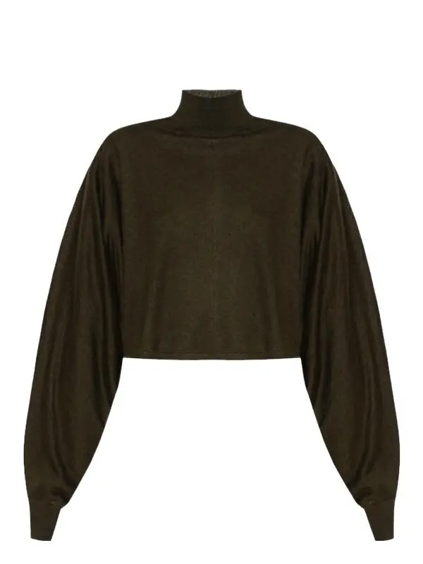 Alaïa Long Sleeve Open Back High Collar Top - Black