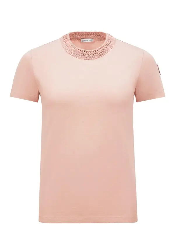 Moncler Crochet Accent Cotton T-shirt - Light Pink