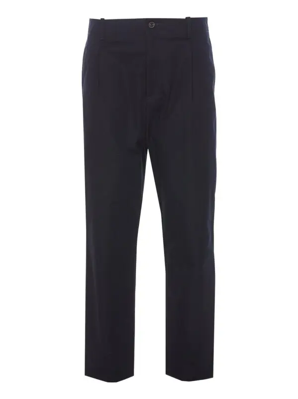 Valentino Garavani Mid-rise Pleated Straight Leg Trousers - Navy Blue