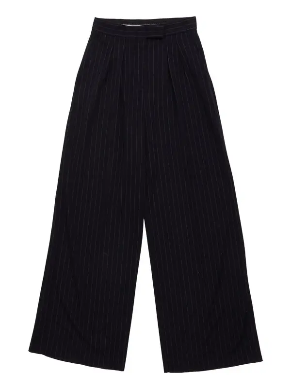 Max Mara Pinstriped Wide Leg Trousers - Black