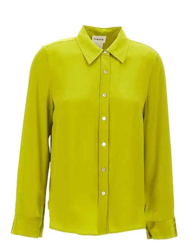 P.a.r.o.s.h Long Sleeved Satin Shirt - Yellow