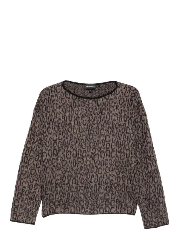 Emporio Armani Long Sleeve Leopard Print Jumper - Black
