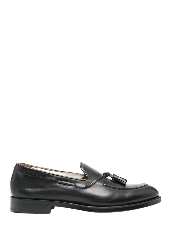 DOUCAL'S Leather Tassel Loafers - Black