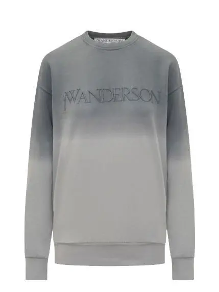 J.W.ANDERSON Jw Anderson Logo Embroidered Tie-dyed Sweatshirt - Gray