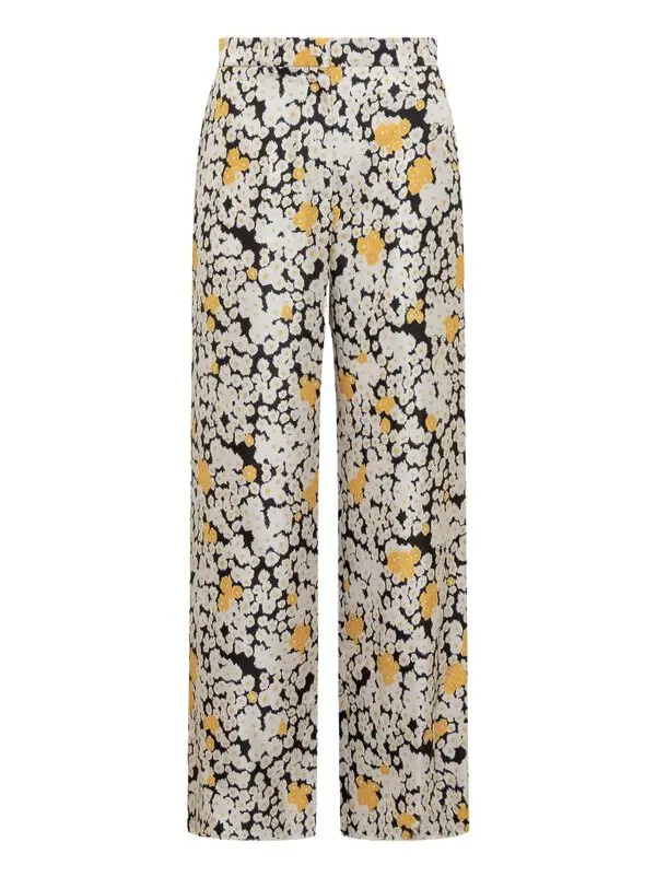 LANVIN High Waist Floral Printed Trousers - Nude