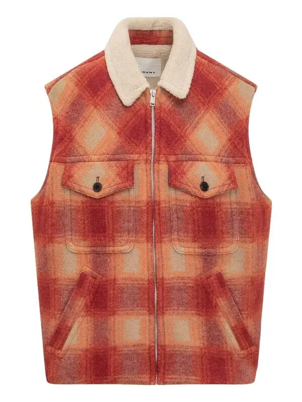 Isabel Marant Étoile Checked Zip-up Gilet - Brown