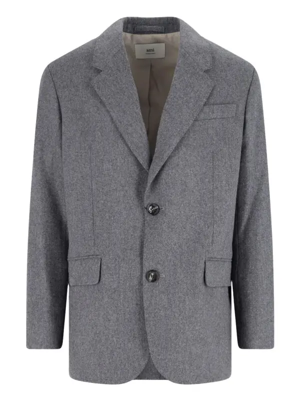 Ami Mélange-effect Wool Blazer - Gray